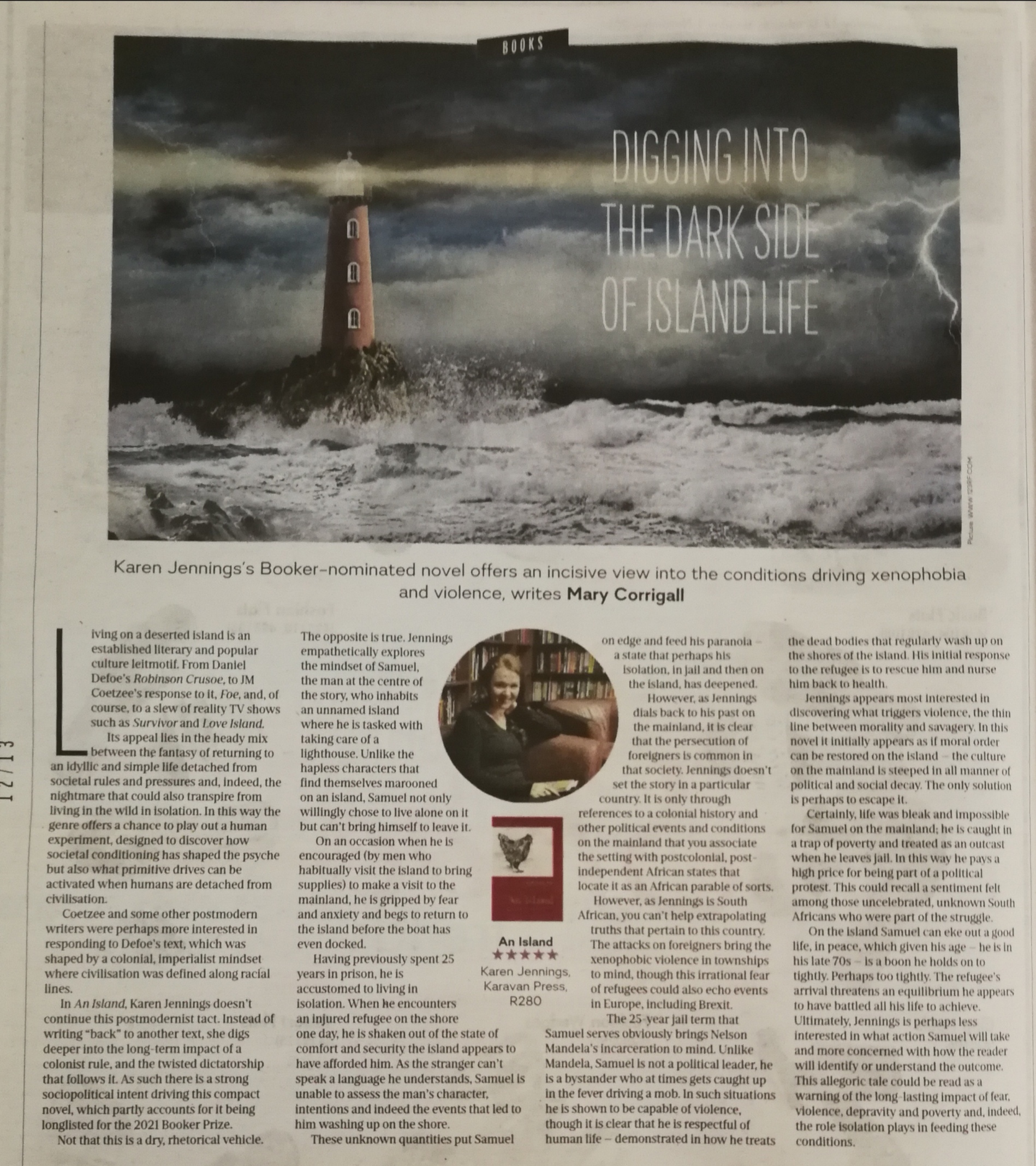 Mary Corrigall reviews AN ISLAND by Karen Jennings for the Sunday Times