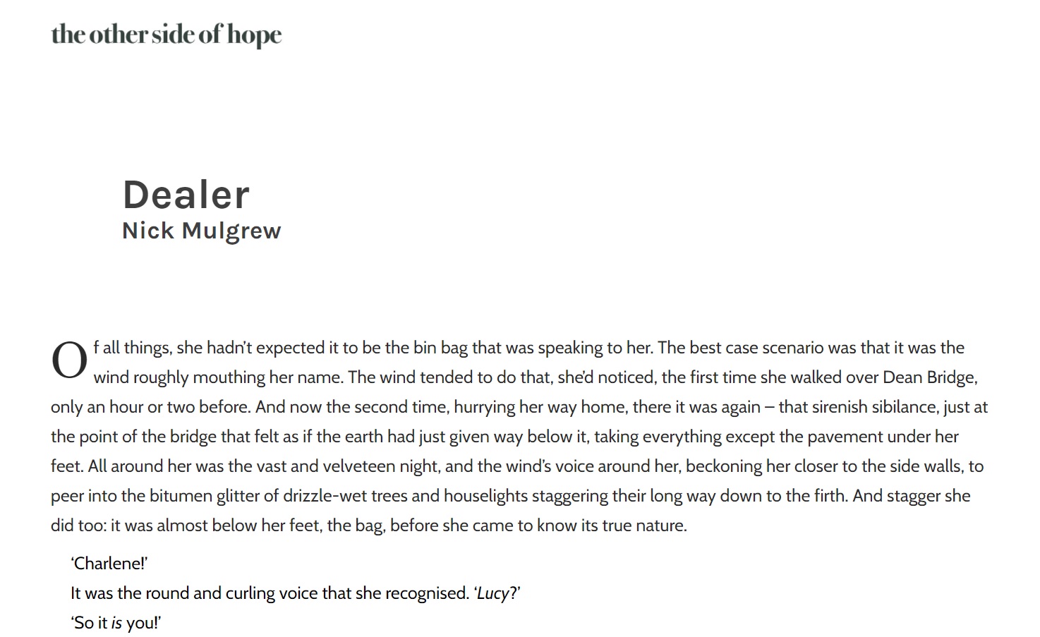 DEALER – a new story by Nick Mulgrew