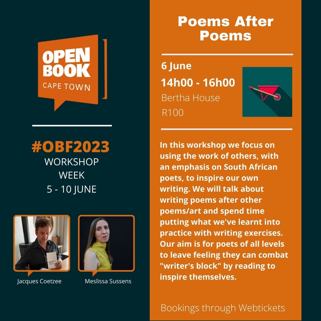 Dawn Garisch and Melissa Sussens at Open Book Workshop Week