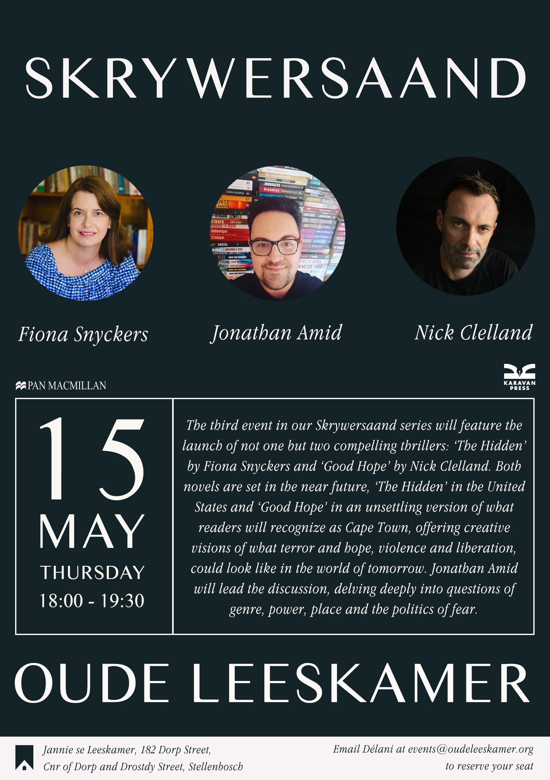 Skrywersaand at the Oude Leeskamer: Fiona Snyckers and Nick Clelland