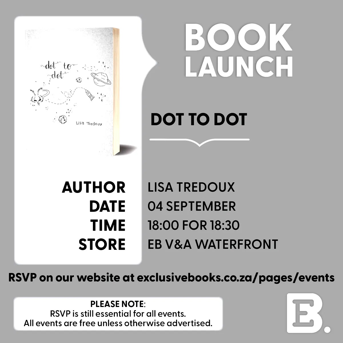 DOT TO DOT by Lisa Tredoux to be launched at V&A Exclusive Books