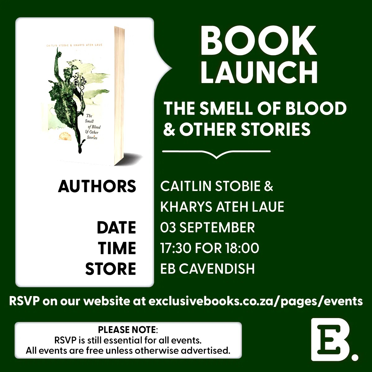 The Smell of Blood to be launched at Exclusive Books Cavendish
