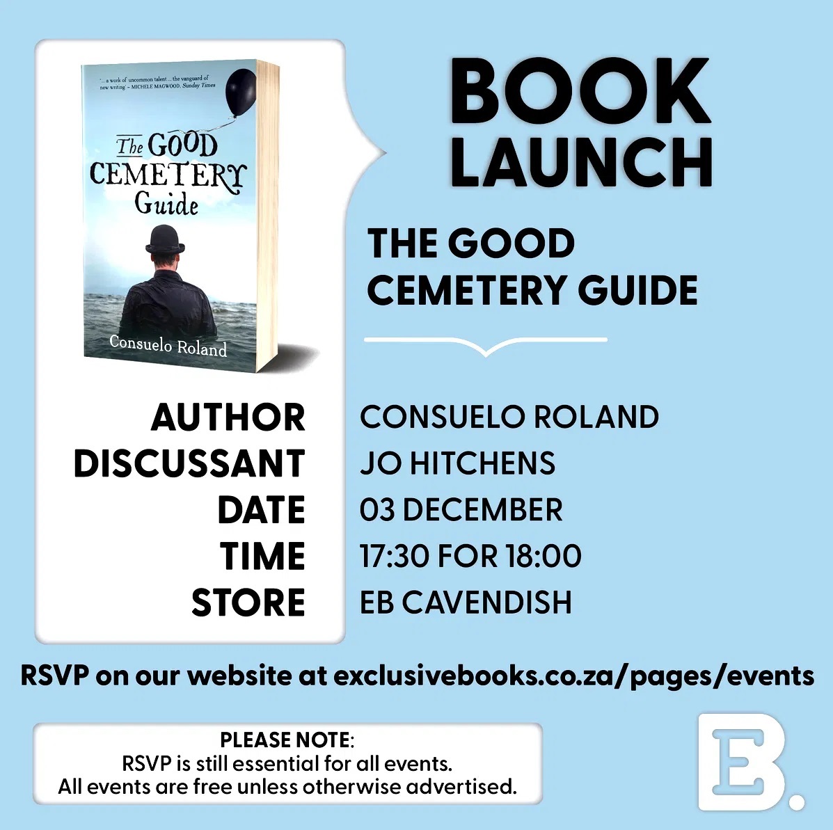 The Good Cemetery Guide to be launched at Exclusive Books Cavendish