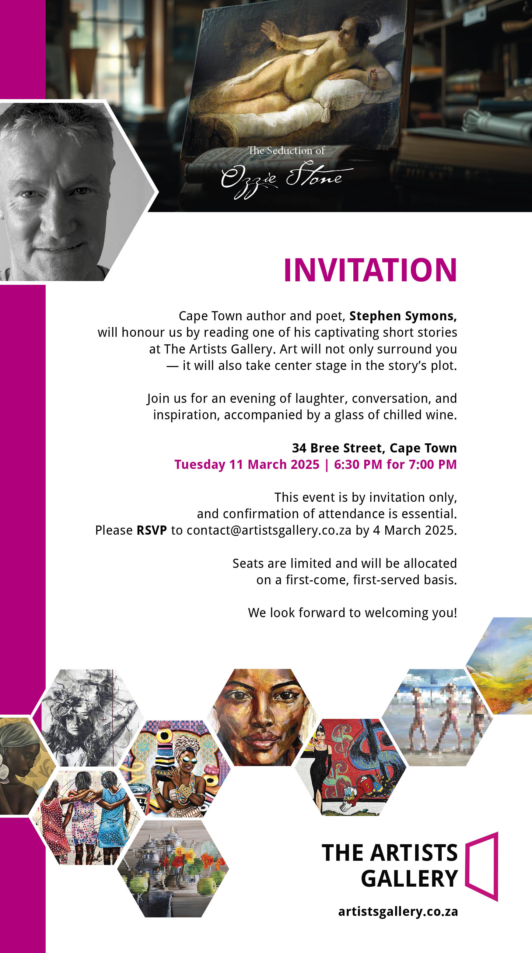 Stephen Symons reading at The Artists Gallery