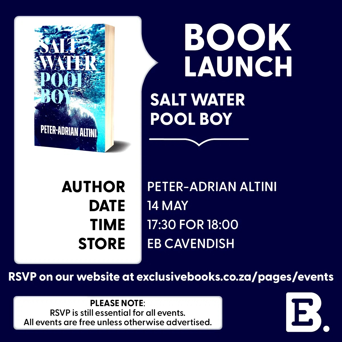 SALT WATER POOL BOY by Peter-Adrian Altini to be launched at Exclusive ...